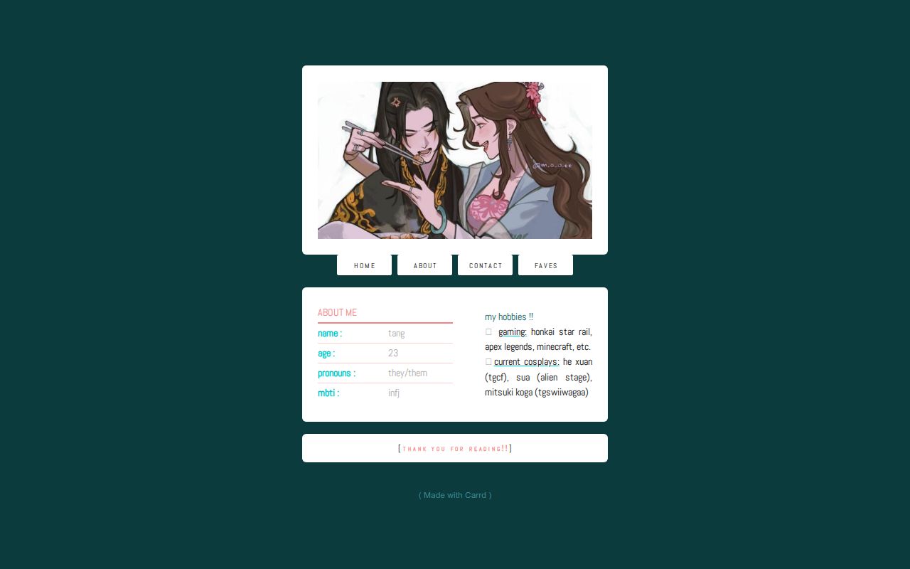 general about me card